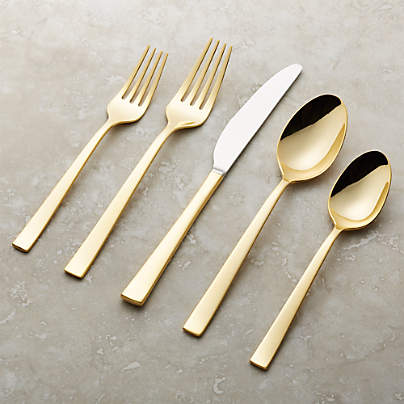 Lucia Gold Flatware | Crate & Barrel