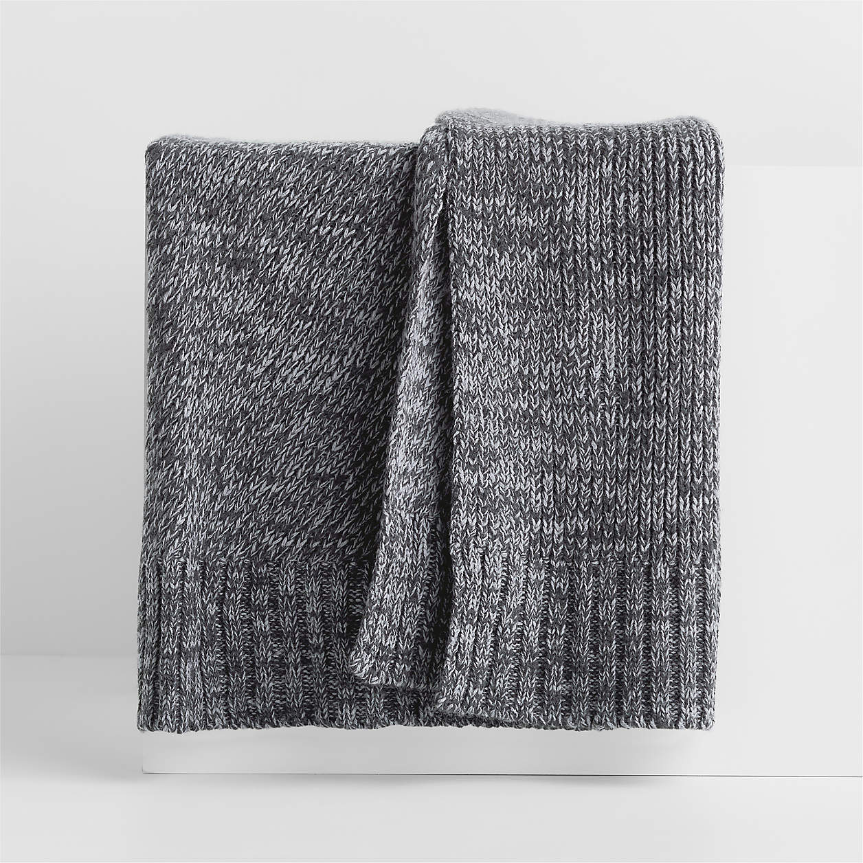Sweater Knit 70"x55" Storm Grey Throw Blanket + Reviews | Crate & Barrel