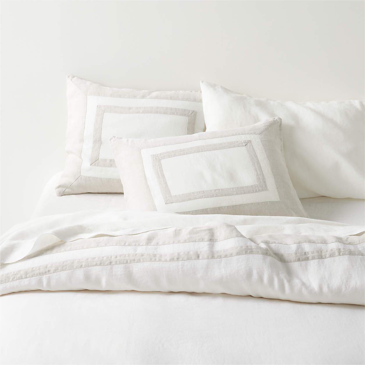 New Natural EUROPEAN FLAX -Certified Linen Border Crisp White/Arcadia ...