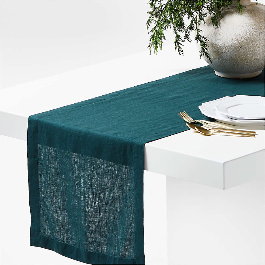 Marin Spruce Green EUROPEAN FLAX -Certified Linen Table Runner ...