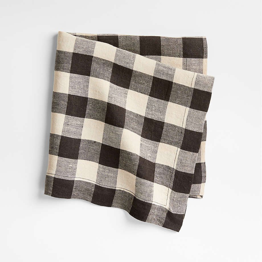 Marin Black and Natural EUROPEAN FLAX -Certified Linen Buffalo Check ...
