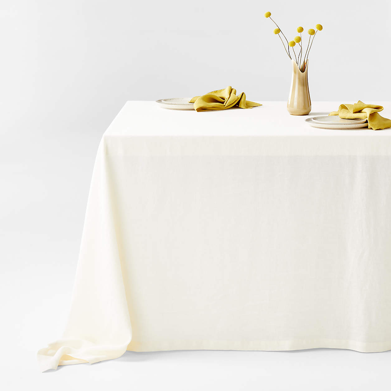 Marin Arctic Ivory EUROPEAN FLAX -Certified Linen Oversized Tablecloth ...