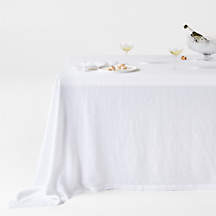 Marin White Oversized EUROPEAN FLAX -Certified Linen Tablecloth ...