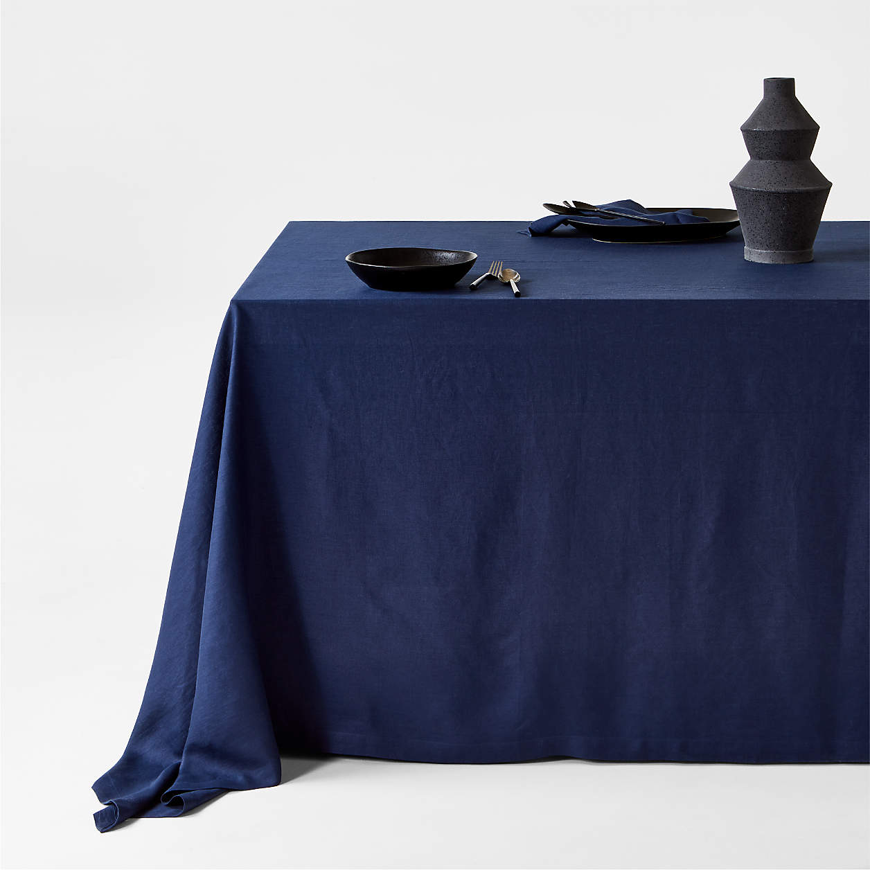 Marin Deep Indigo Oversized European Flax -Certified Linen Tablecloth ...