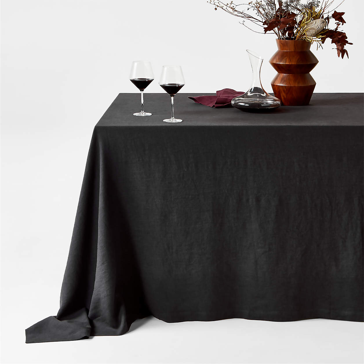 Marin Ink Black Oversized European Flax -Certified Linen Tablecloth ...