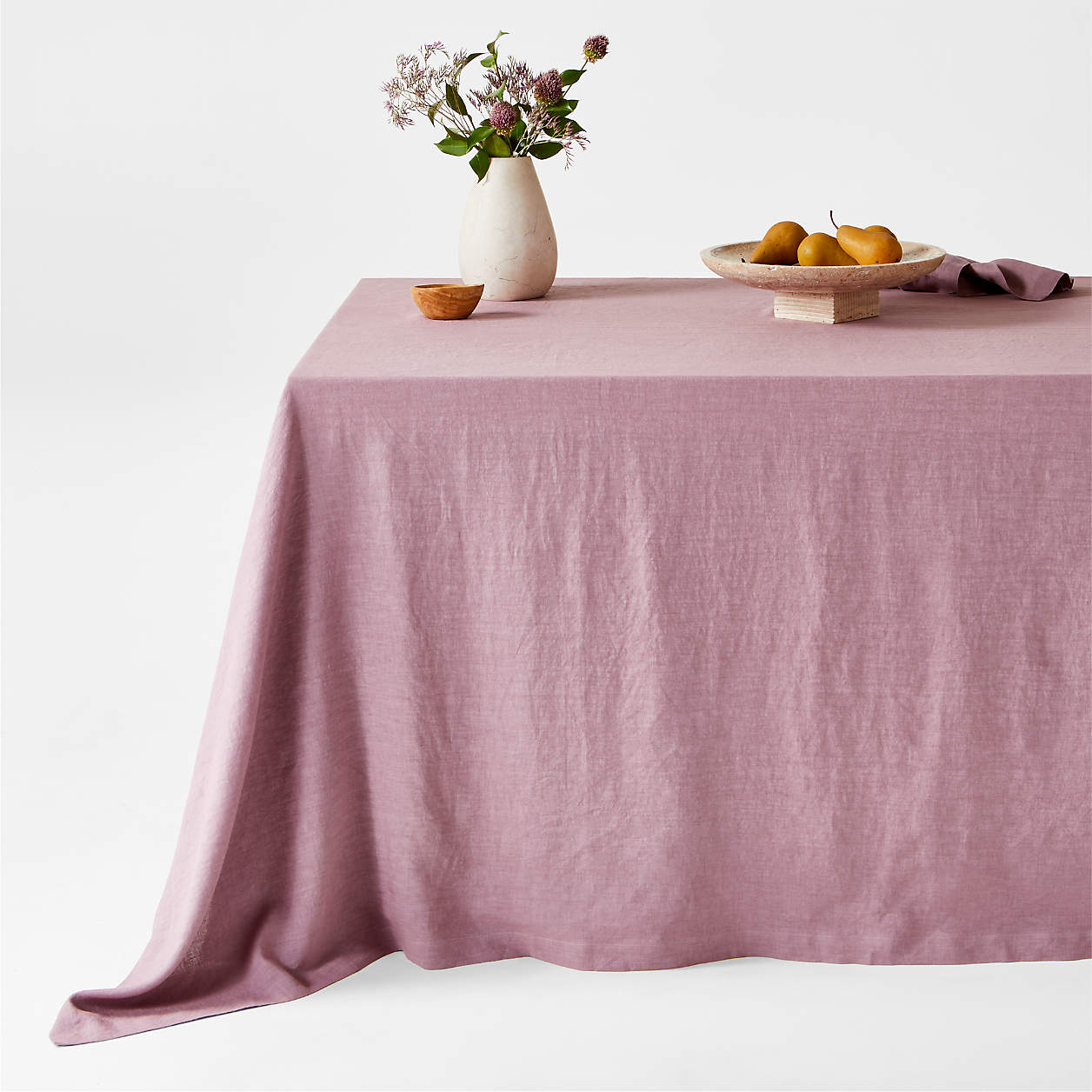 Marin Morning Mauve Oversized European Flax -Certified Linen Tablecloth ...