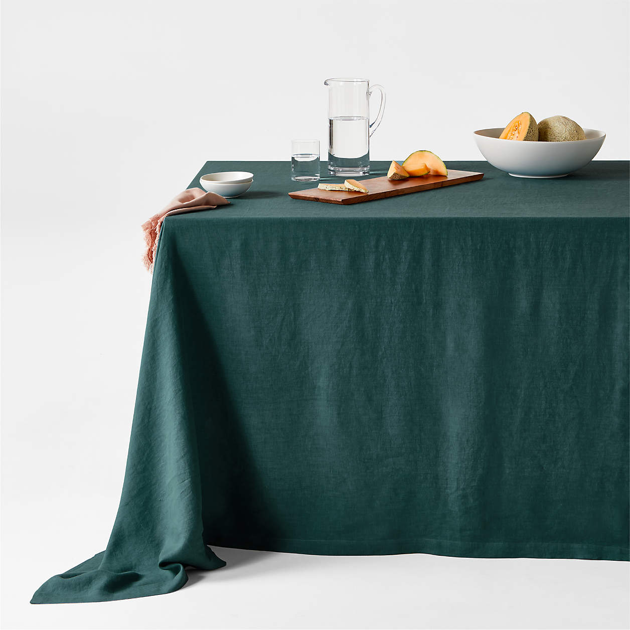 Marin Sea Blue Oversized European Flax -Certified Linen Tablecloth ...