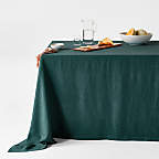 Marin Sea Blue Oversized European Flax -Certified Linen Tablecloth ...