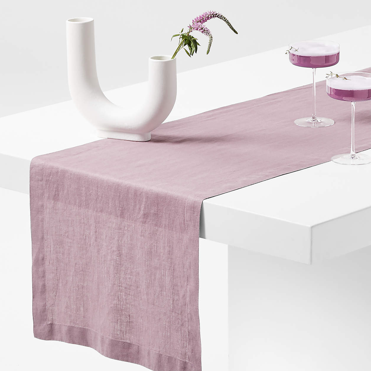 Marin 120" Morning Mauve European Flax -Certified Linen Table Runner ...