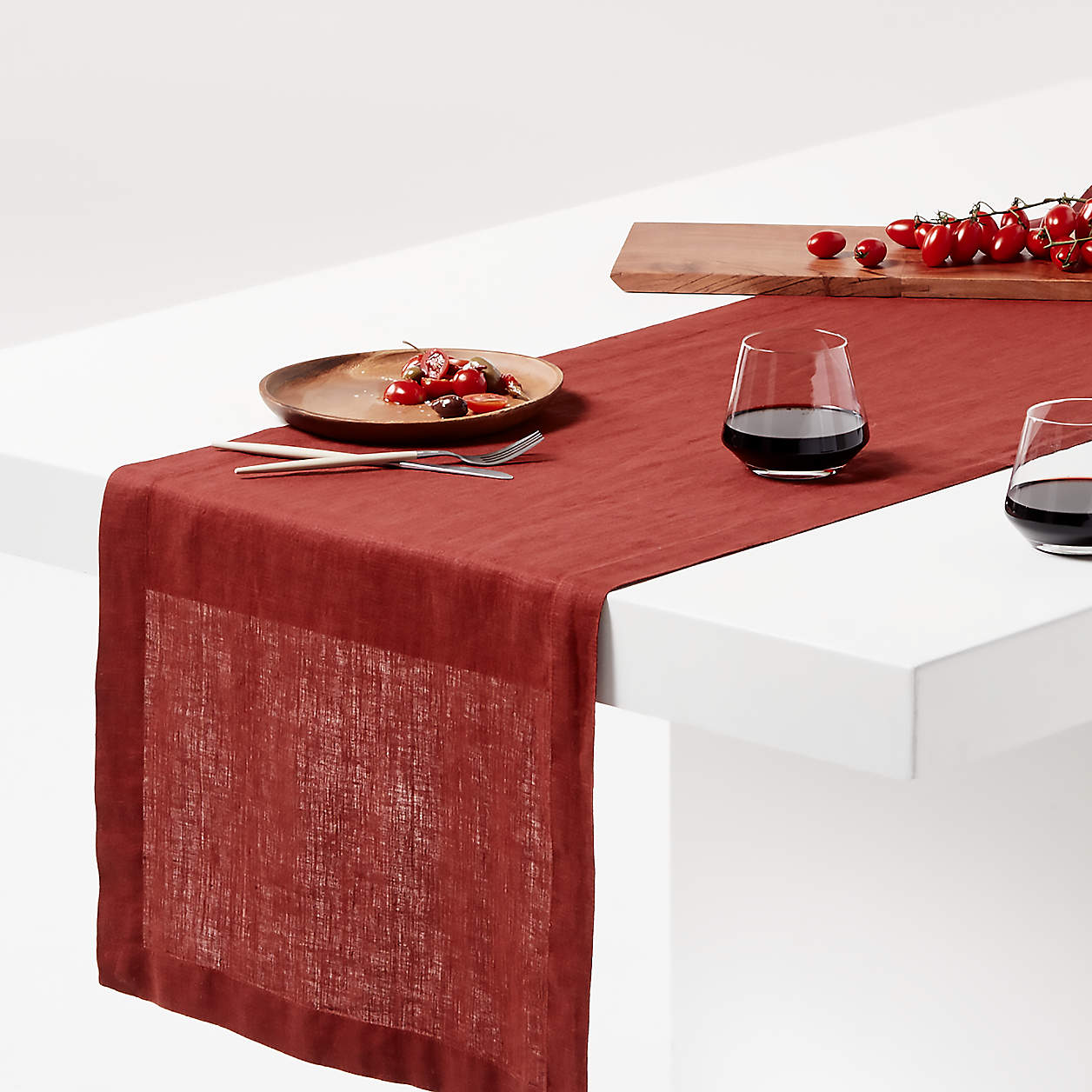 Marin 120" Plum Red European Flax -Certified Linen Table Runner ...