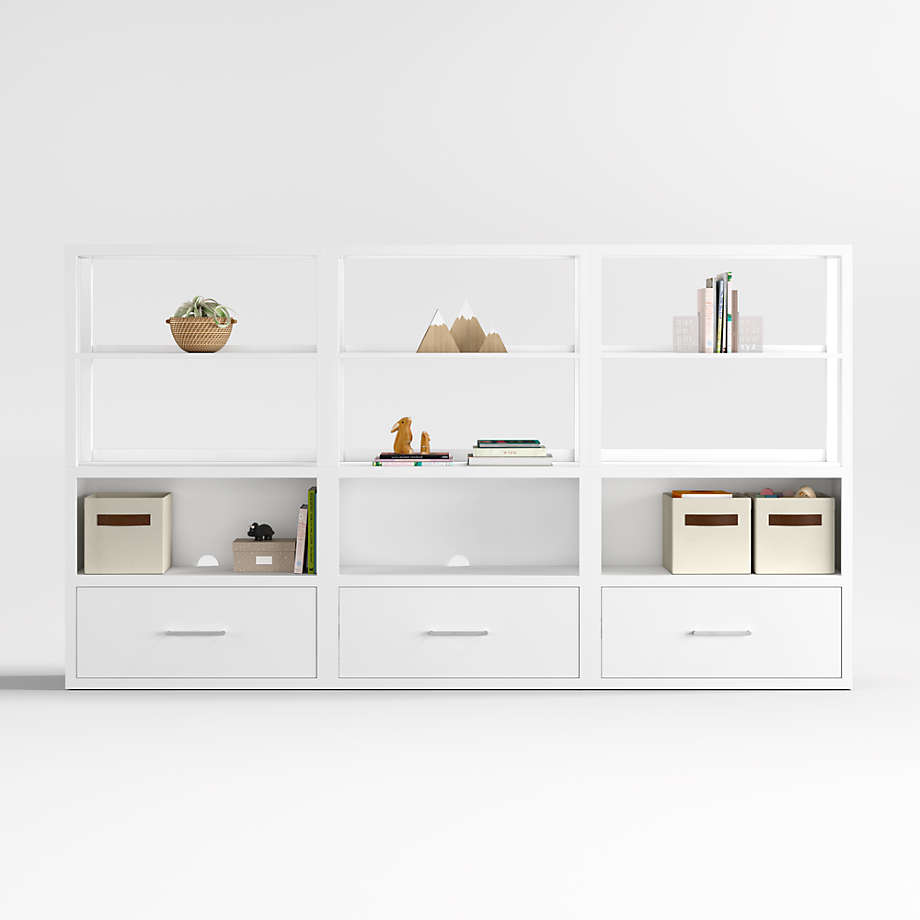 Ever Simple Set of 3 Modular White Wood Kids Drawer Bookcases with ...