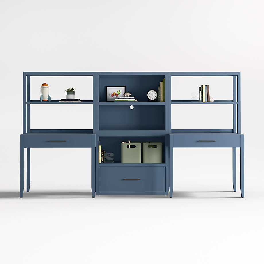 Ever Simple Set of 2 Modular Slate Blue Wood Kids Desks with Drawer ...