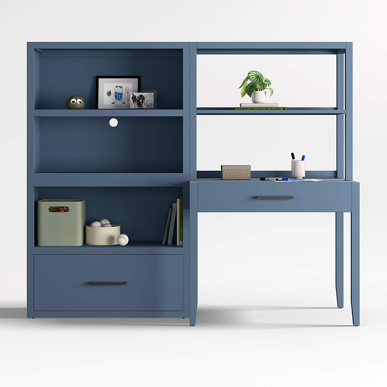 Ever Simple Modular Slate Blue Wood Kids Workspace Suite | Crate & Kids