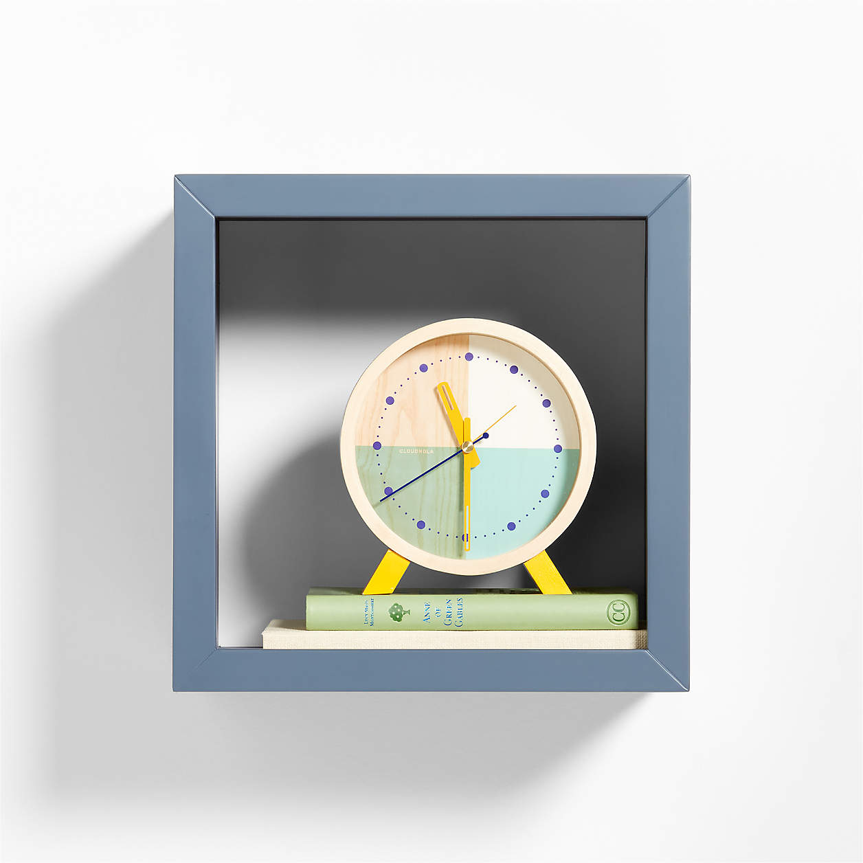 Ever Simple Slate Blue Wood Floating Cube Shelf | Crate & Kids