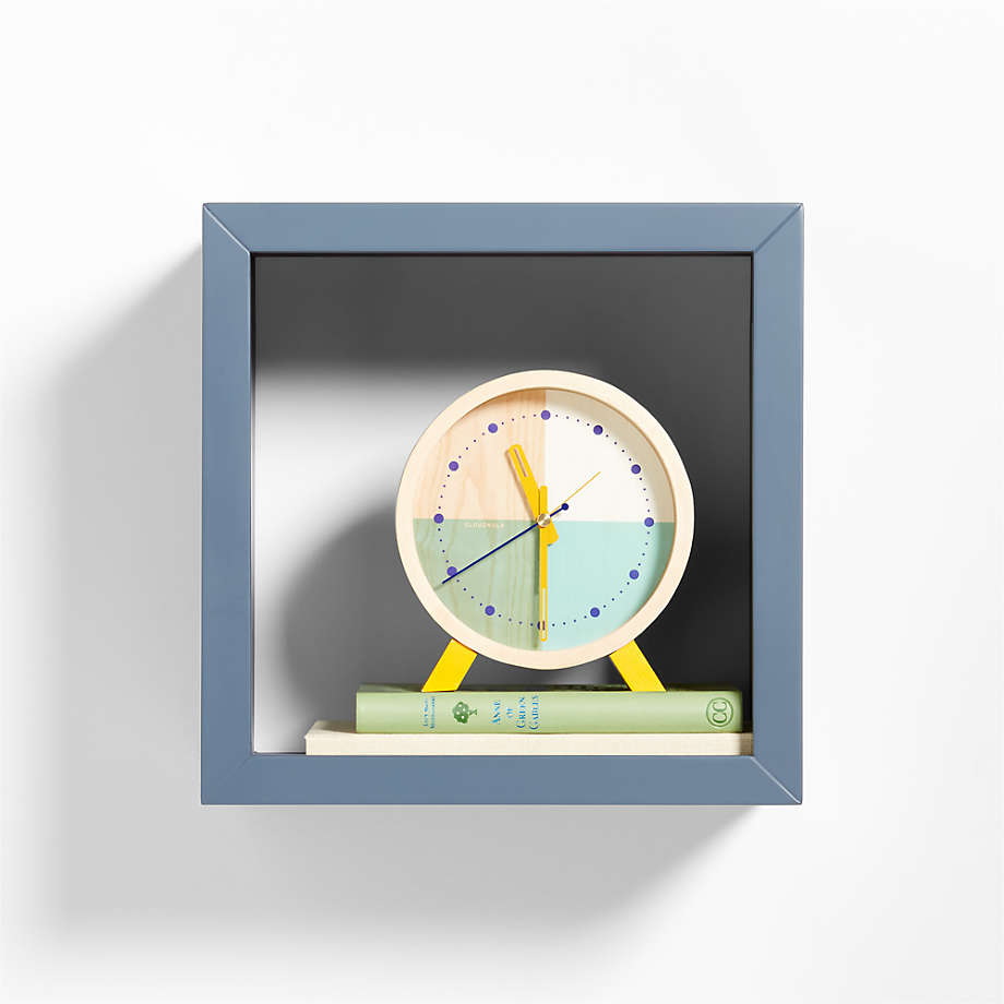 Ever Simple Slate Blue Wood Floating Cube Shelf | Crate & Kids