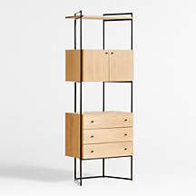 Evie 78" Tall Natural Elm Wood and Black Iron Storage Bookcase | Crate ...