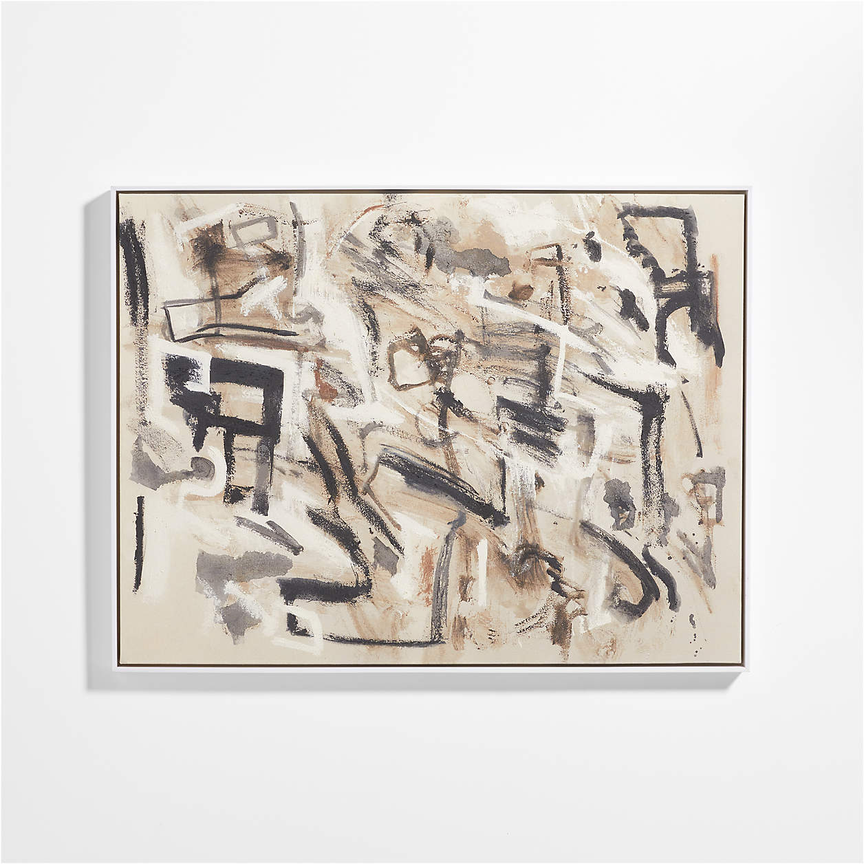 "Family Function" Framed Beige Abstract Wall Art Print 36"x48" by Joe ...