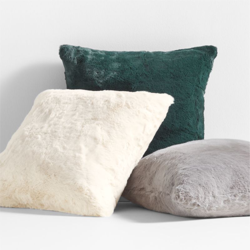 Glacial Grey Faux Fur 23"x23" Throw Pillow Cover + Reviews | Crate & Barrel