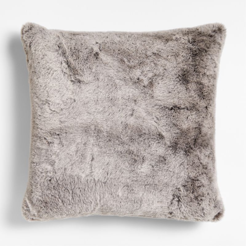 Grey/Blush Faux Fur Throw Pillow | Crate & Barrel