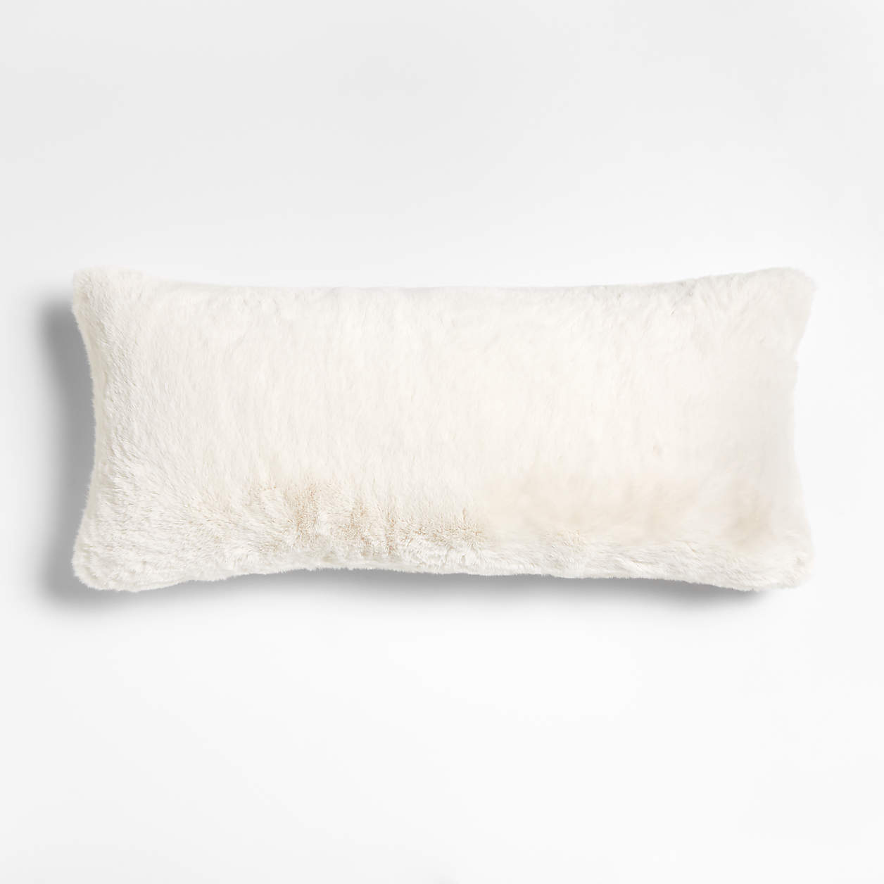 Ivory 36"x16" Faux Fur Throw Pillow with Feather Insert | Crate & Barrel