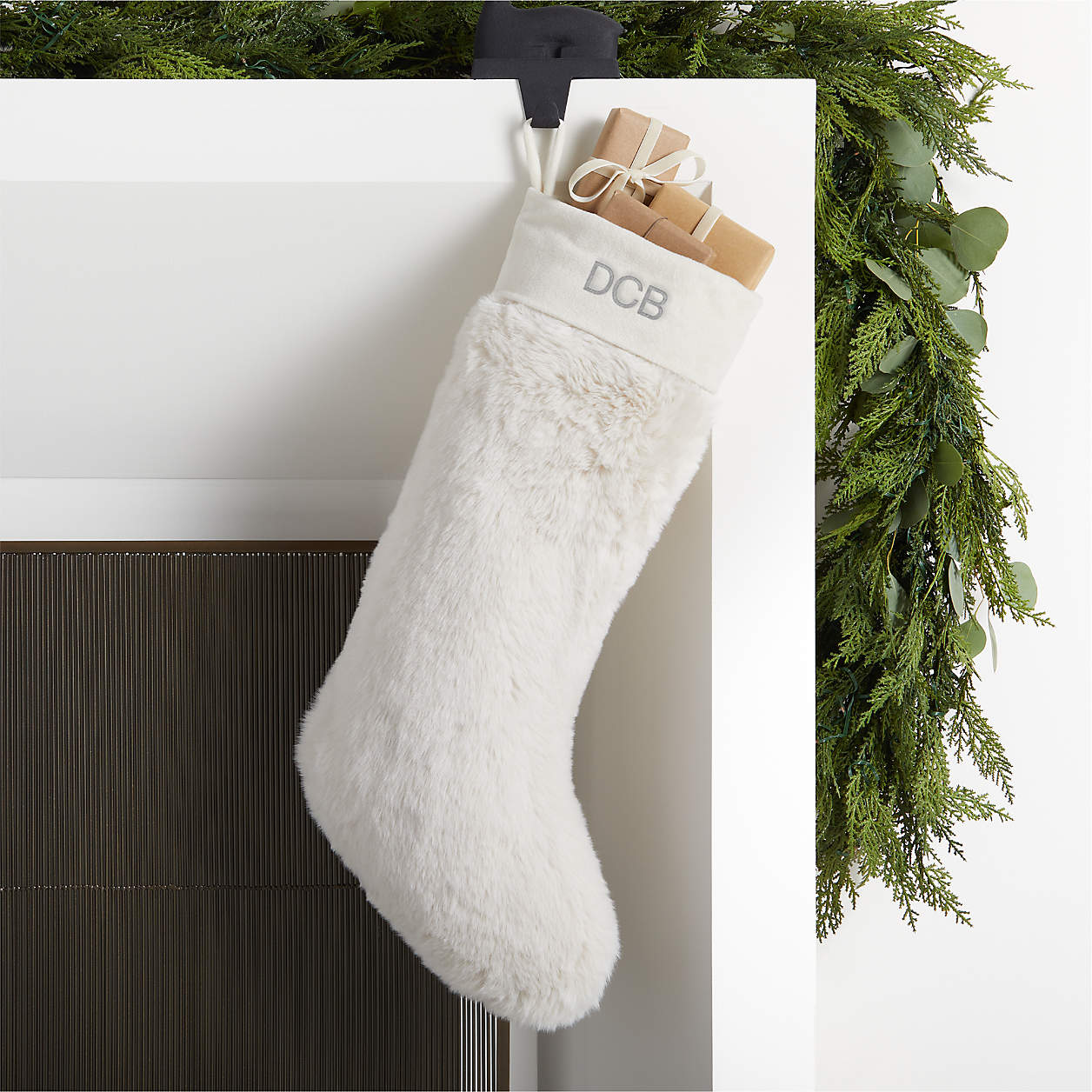 Personalized Winter White Faux Fur Christmas Stocking + Reviews | Crate ...