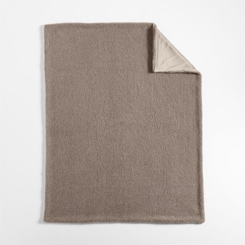 Faux Shearling 70"x55" Clay Taupe Throw Blanket + Reviews | Crate & Barrel