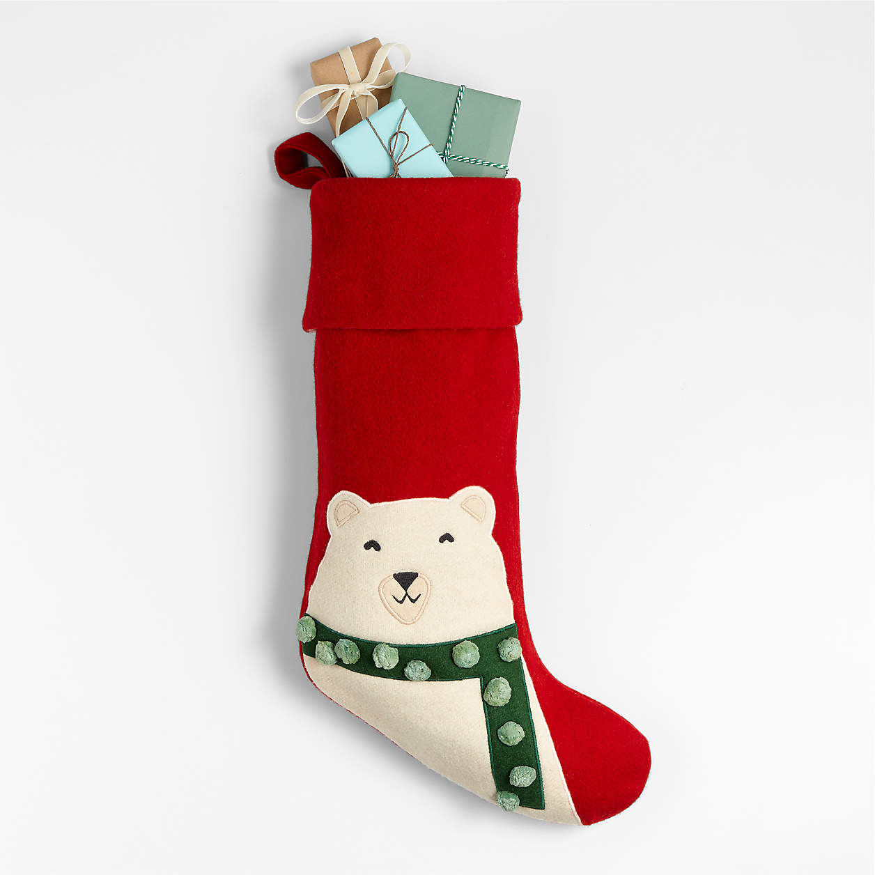 Red Felt Polar Bear Personalized Kids Christmas Stocking + Reviews ...