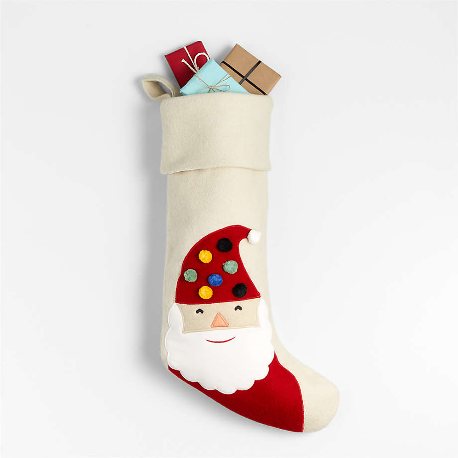 Ivory Felt Santa Kids Personalized Christmas Stocking + Reviews | Crate ...