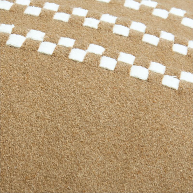 Camel Brown Felted Wool Plaid 22"x15" Holiday Throw Pillow with Down ...