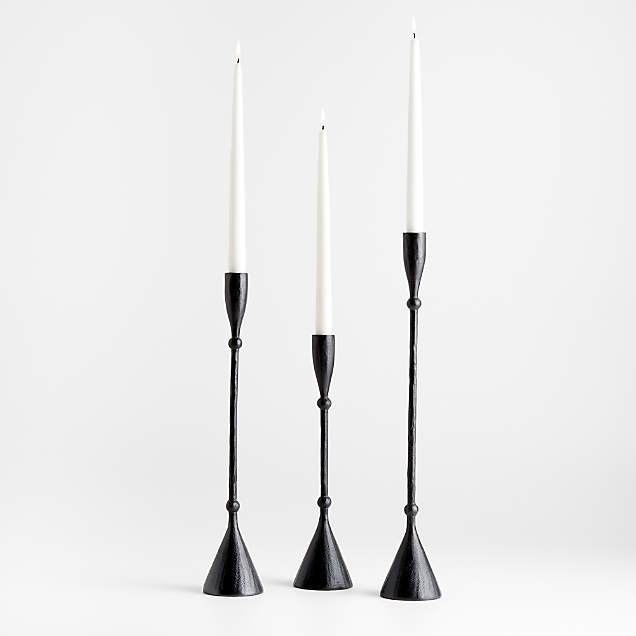 Ferric Black Metal Taper Candle Holders, Set of 3 + Reviews | Crate & Barrel