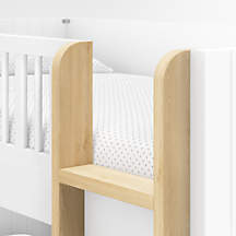 Finn White Wood Kids Bunk Bed with Oak Wood Ladder + Reviews | Crate & Kids