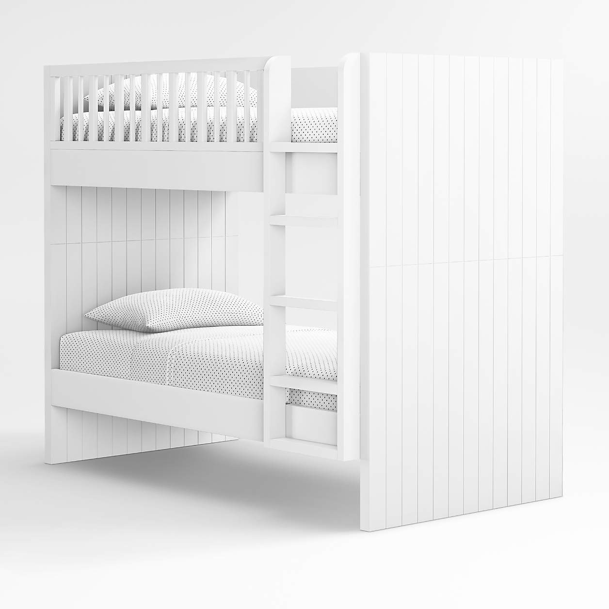 Finn White Wood Kids Bunk Bed with White Wood Ladder | Crate & Kids Canada