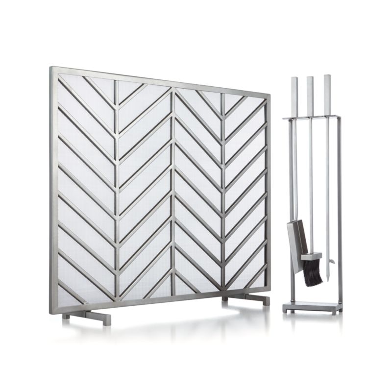 Chevron Fireplace Screen + Reviews | Crate & Barrel