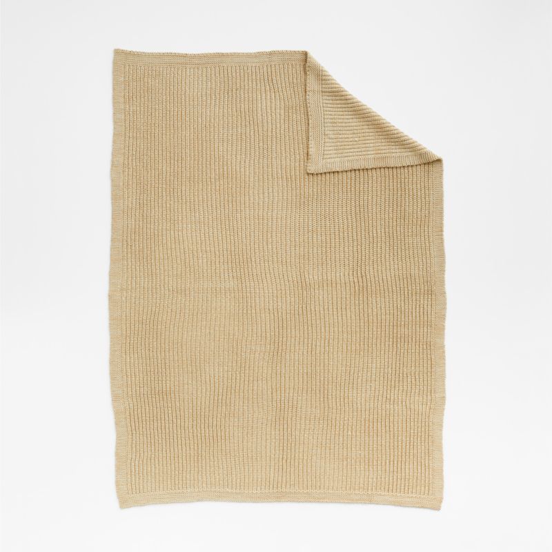 Ginger Beige Wool Blend 70''x55" Fisherman Knit Throw Blanket + Reviews ...