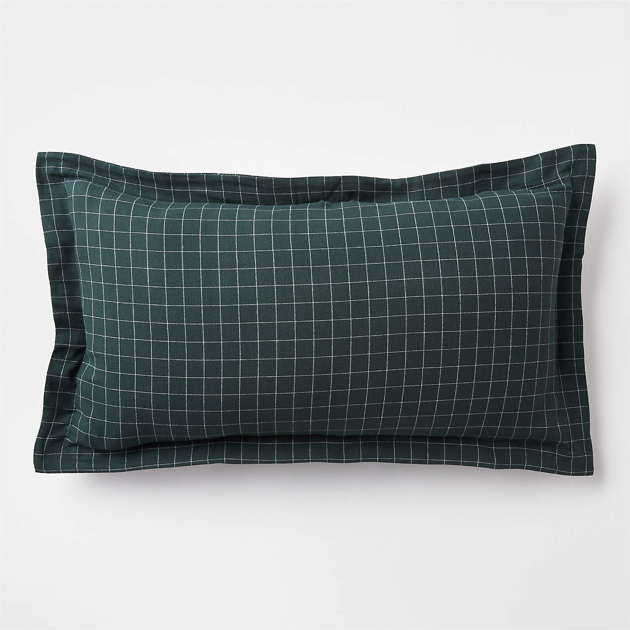 Cozysoft Organic Cotton Flannel Spruce Green Windowpane King Bed Pillow ...