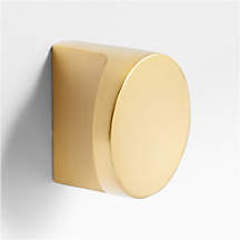 Flat Round Brushed Brass Cabinet Knob + Reviews | Crate & Barrel