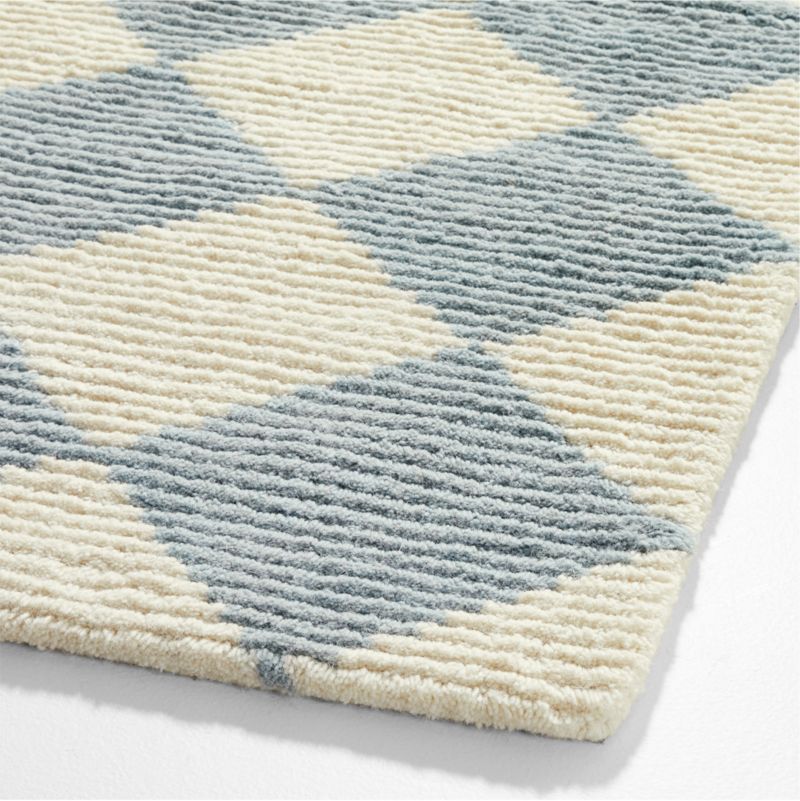 Flatweave Wool Checkerboard Light Blue Kids Area Rug 8x10 | Crate & Kids