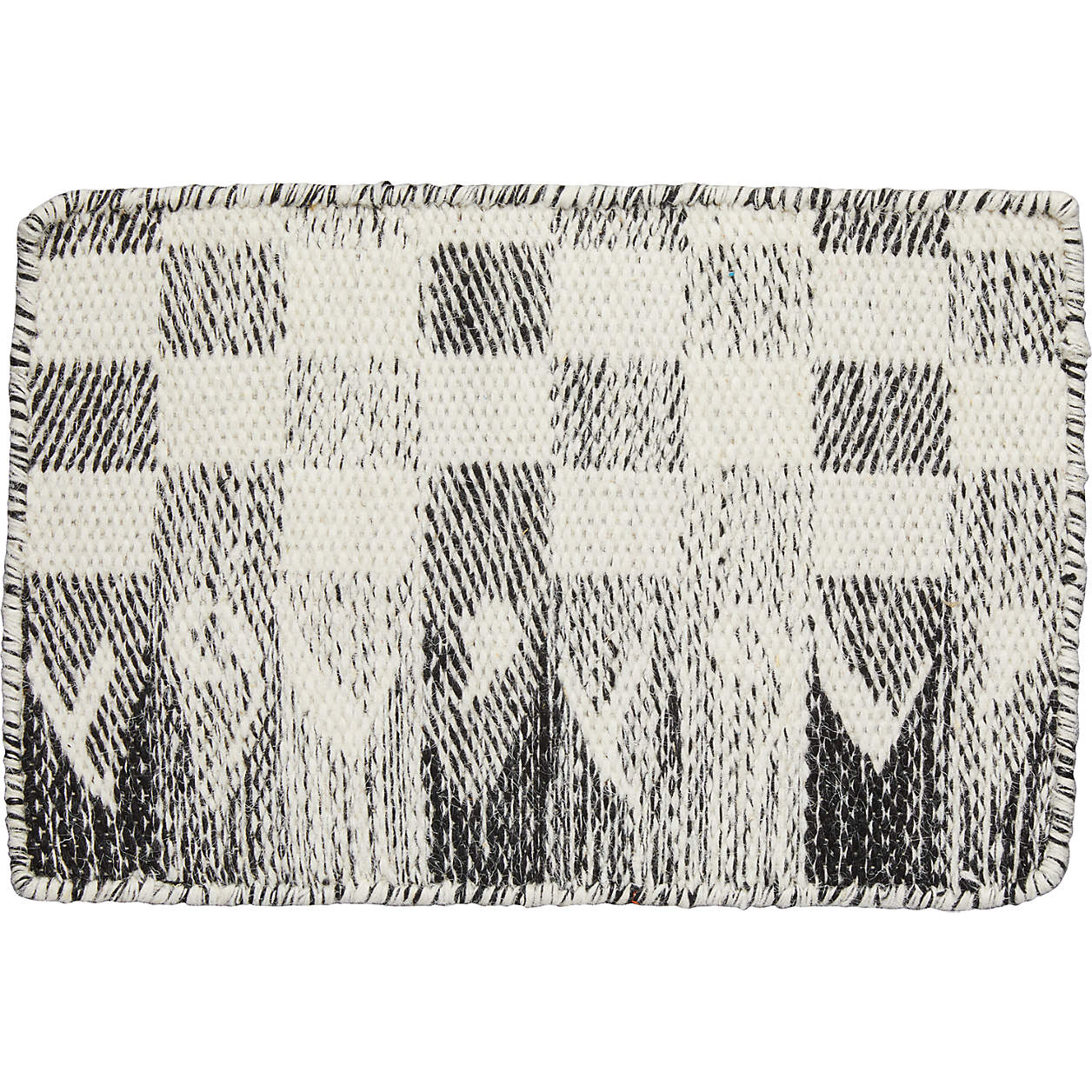 Flatweave Wool Checkerboard Charcoal Area Rug Swatch | Crate & Kids