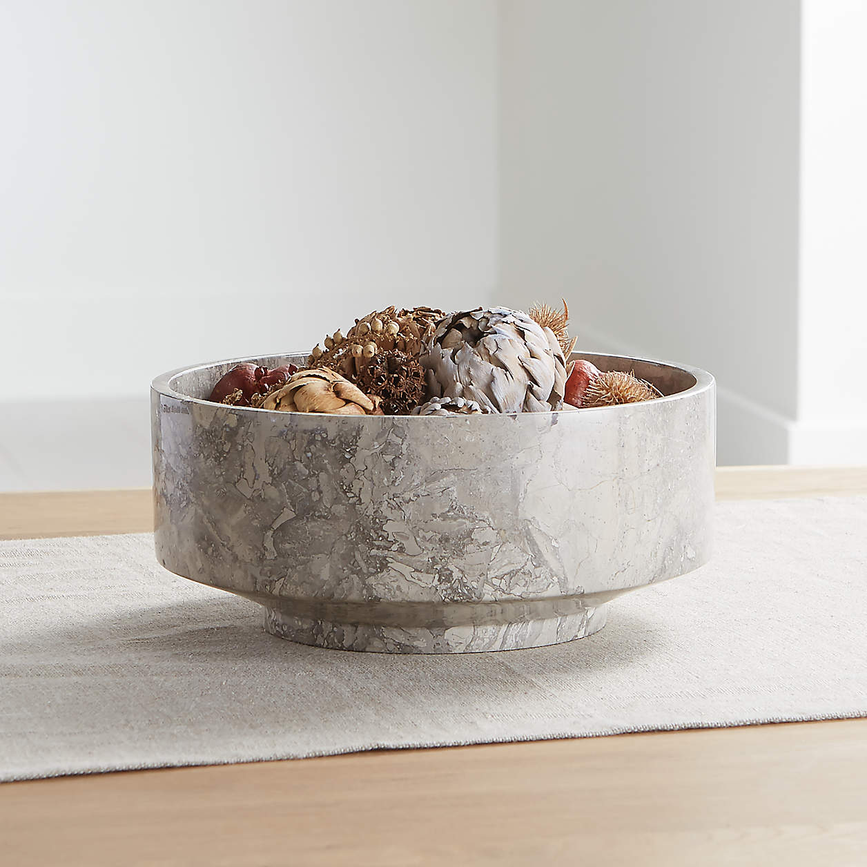 Flint Grey Marble Bowl + Reviews | Crate & Barrel