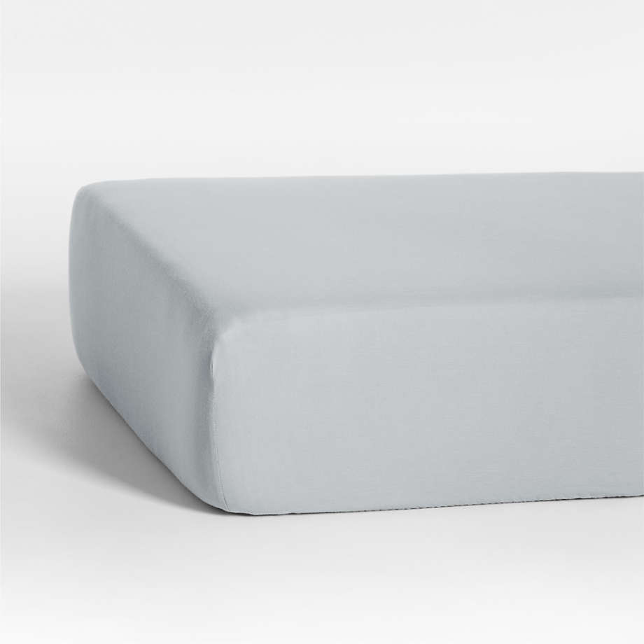 Supersoft Mist Blue Organic Cotton Gauze Baby Crib Fitted Sheet | Crate ...