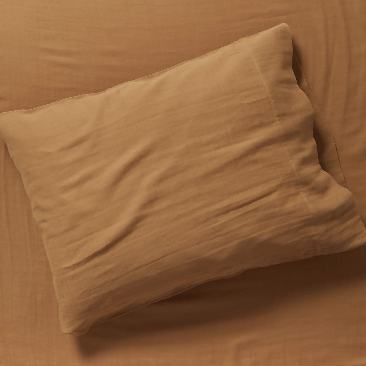 Supersoft Kids Brulee Brown Gauze Organic Cotton Pillowcase | Crate & Kids