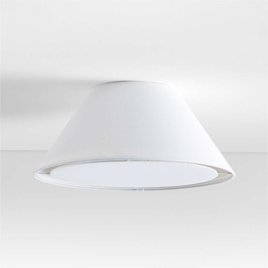 White Tapered Linen 18" Kids Flush Mount Ceiling Light Fixture ...