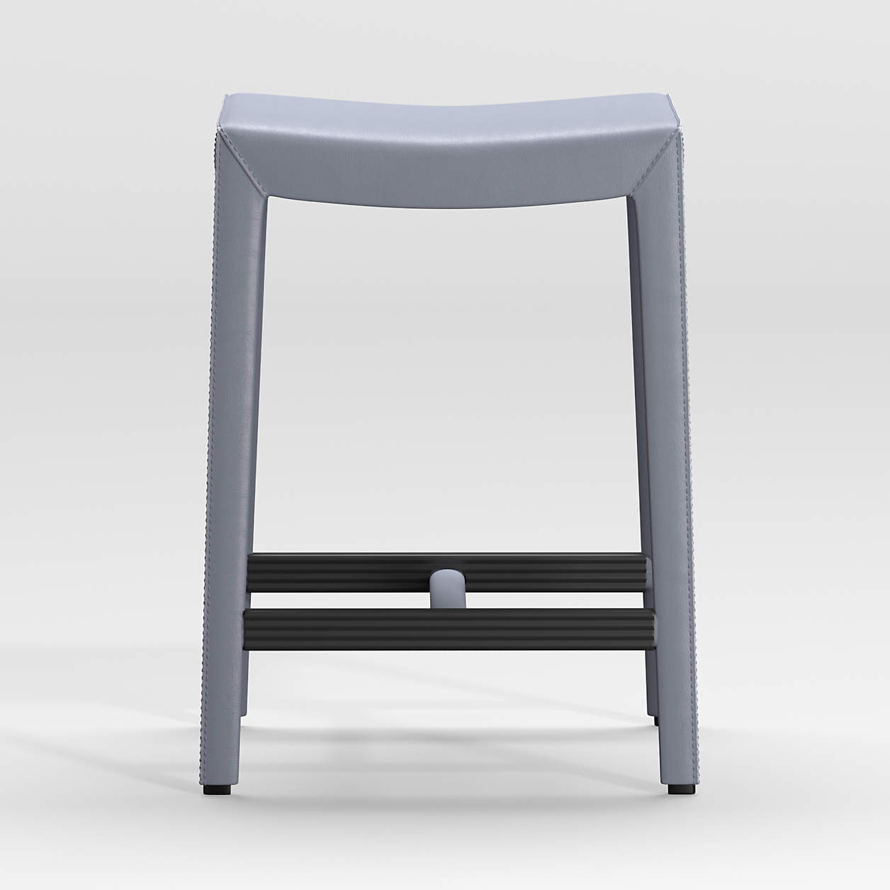 Folio Slate Blue Top-Grain Leather Backless Counter Stool + Reviews ...