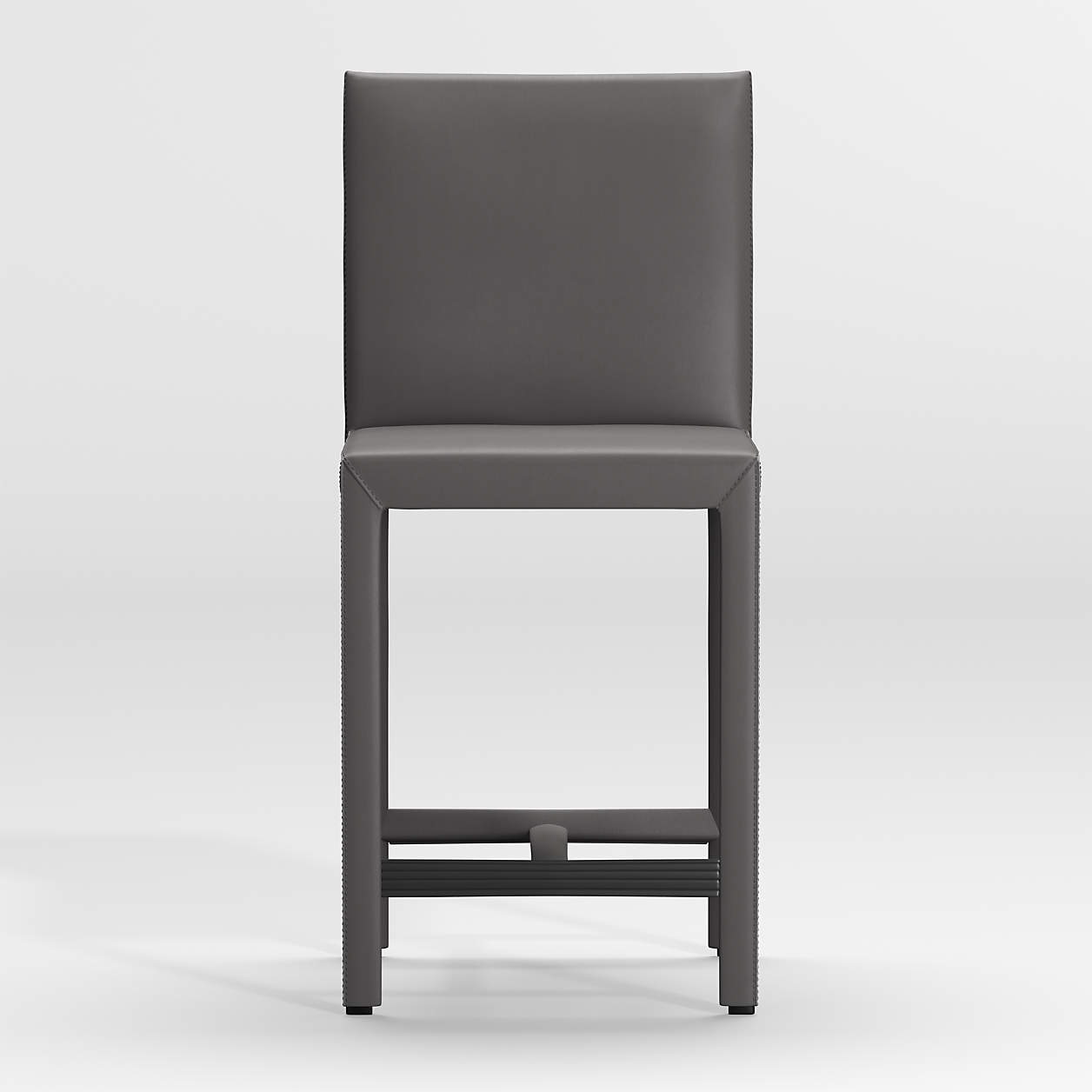 Folio Dark Grey Top-Grain Leather Counter Stool + Reviews | Crate & Barrel