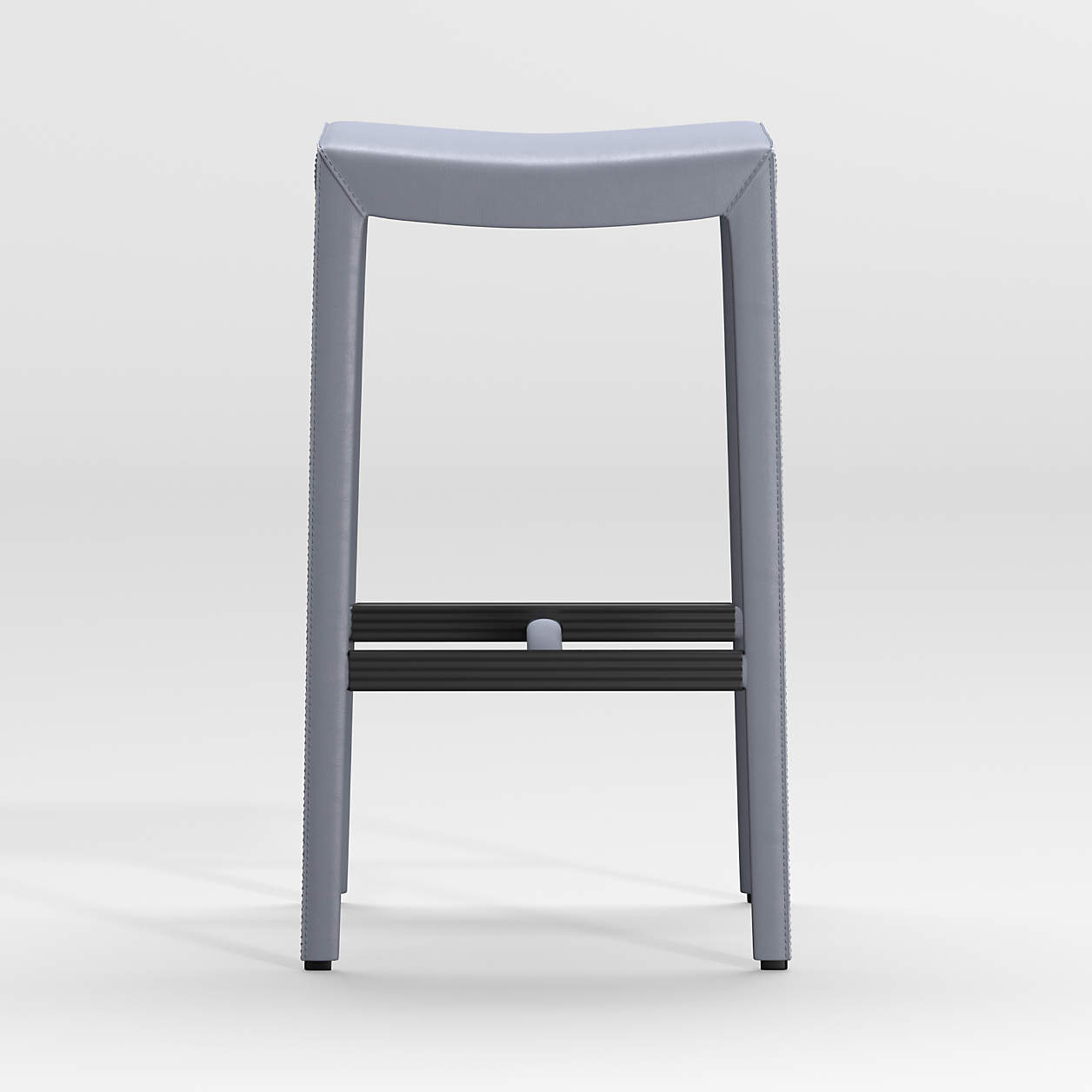 Folio Slate Blue Top-Grain Leather Backless Bar Stool + Reviews | Crate ...