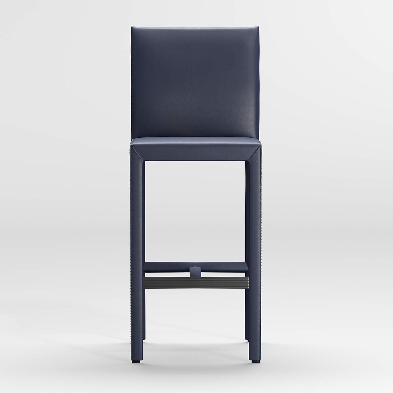 Folio Deep Blue Top-Grain Leather Bar Stools | Crate & Barrel