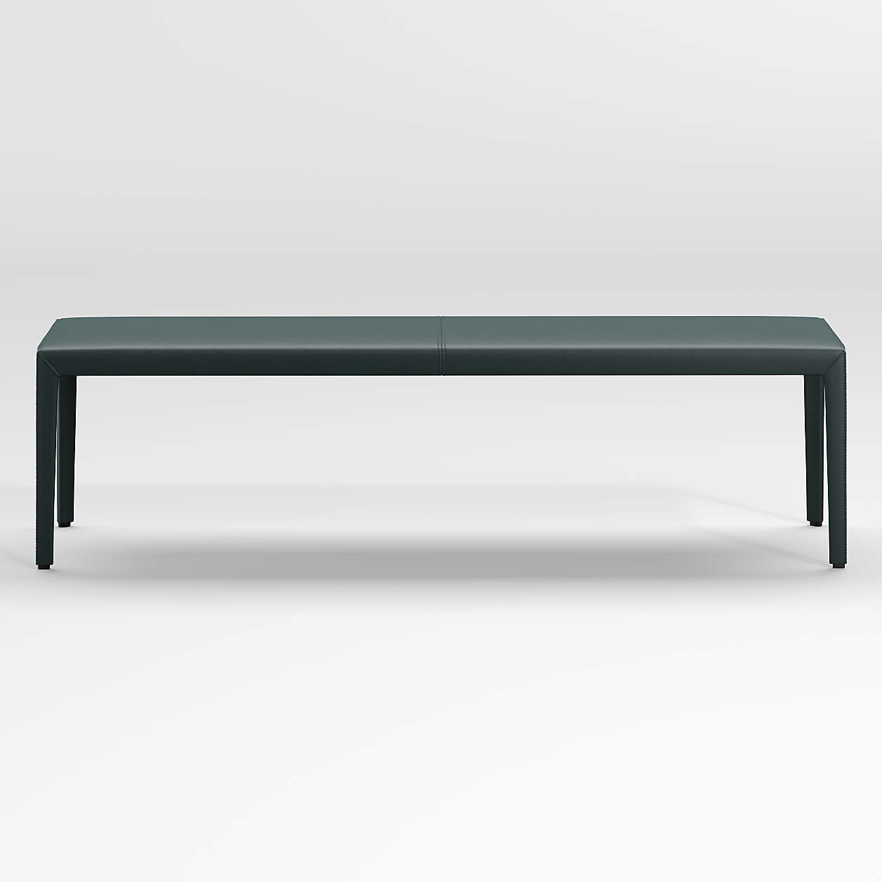 Folio Dark Green Top-Grain Leather 64" Bench | Crate & Barrel
