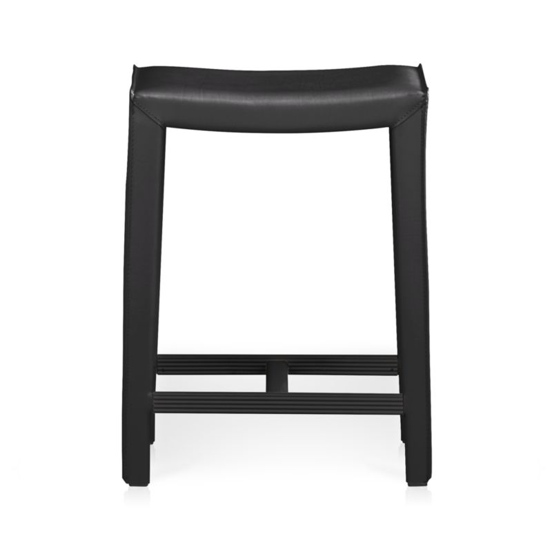 Folio Viola Black Top-Grain Leather Backless Bar Stool + Reviews ...