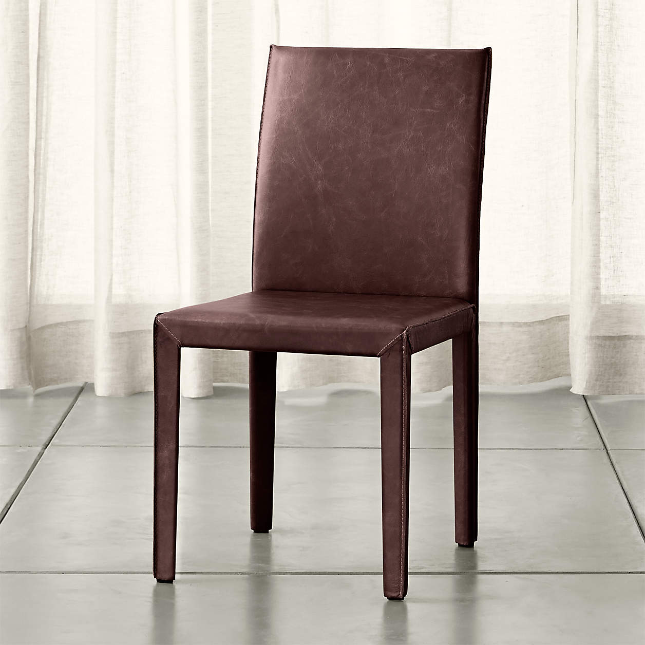 Folio Merlot Top-Grain Leather Dining Chair + Reviews | Crate & Barrel