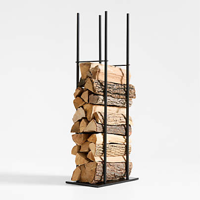 Telum Black Fireplace Log Holder + Reviews | Crate & Barrel